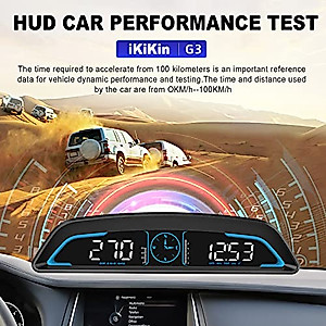 Head Up Display Upgrade Digital HUD GPS 5.5 inch Large LCD Display with Car Performance Test MPH Speed Fatigued Driving Alert Overspeed Alarm Trip Meter for All Vehicle.iKiKin G3