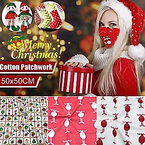 6PCS 50cm x 50cm Christmas Cotton Fabric Bundles Sewing Patchwork Squares Precut Fabric Scraps Suitable for DIY Sewing Quilting Christmas Gifts and Various Handicrafts