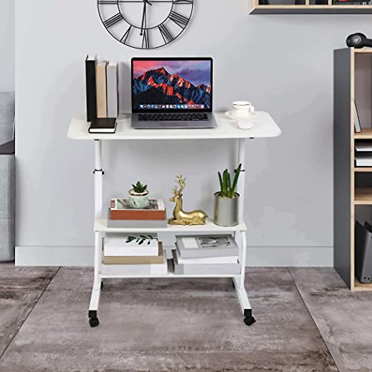Fuwobriva Laptop Desk Removable and Adjustable Height Table for Table Lazy Sofa Table Office Desk Home Student Writing Desk Desk, Small Standing Desk with Storage TV Tray Table, Beige (desk01)