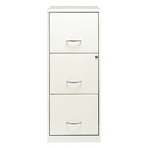 Office Dimensions 3 Drawer Lock SOHO Vertical File Cabinet, 18-Inch, White