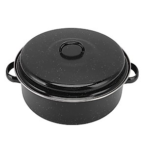 Black Spots Home to Avoid Sticky Pan Grill Pan, Baking Pan for Roasting Sweet Potatoes Chestnuts Roasting Pans Pots & Pans (Iron Cover 28cm)