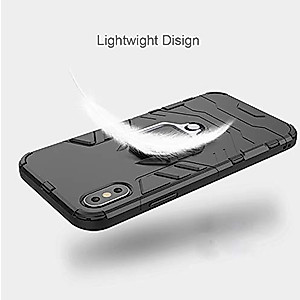 Urspasol for Xiaomi Redmi Note 8 Pro Case with Screen Protector Tempered Glass Hybrid Heavy Duty Armor Protective Bumper Cover with 360° Degree Ring Holder Kickstand (Black)