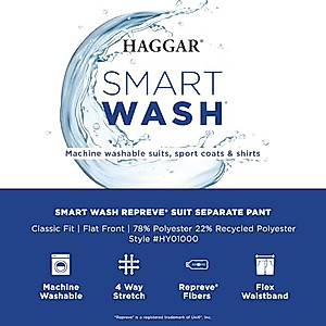 Haggar Men's Smart Wash Premium Stretch Classic Fit Solid Suit Separates Jackets, Black-Pant, 36x29