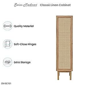 Swiss Madison Well Made Forever Classé 15" W x 60" H x 15" D Linen Cabinet in Oak