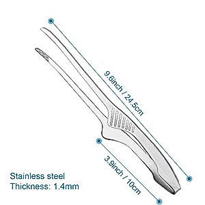 2 Pieces Stainless Steel Grill Tongs for Korean and Japanese BBQ Clean & Convenient Use,Non-Slip Serrated Tips,Ideal for Cooking Self-Standing Tongs for Salad,Grill,Camping,Buffet,Oven