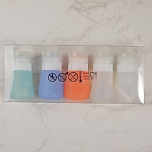 Webake 2oz Salad Dressing Container to Go, 5 Pack Condiment Squeeze Bottles Silicone Sauce Bottles with 2pcs Cleaning Brush, Leak Proof Mini Travel Containers