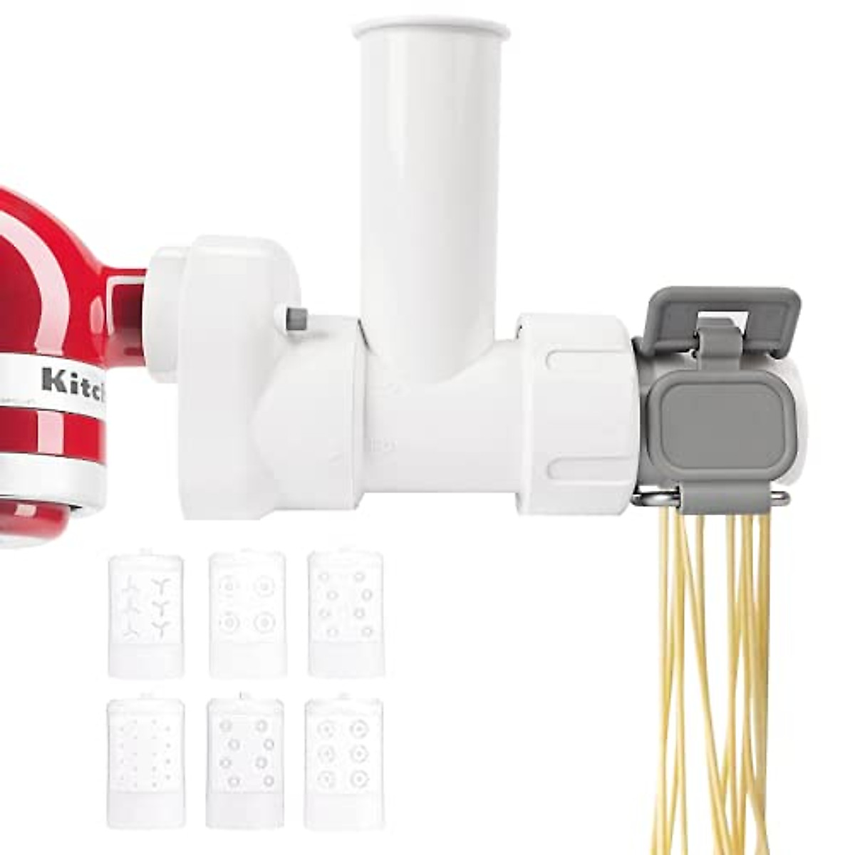 Pasta Maker Attachment for KitchenAid Stand Mixers with 6 Different Shapes of Pasta Outlet, Durable Pasta Press Attachments