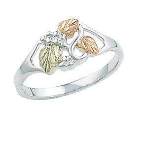 Ladies Black Hills Gold Ring made of Sterling Silver with Silver grape bunches and 12k Leaves