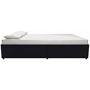 DHP Maven Upholstered Platform Bed for Raised Mattres Support with Underbed Storage Drawers, No Box Spring Needed, Queen, Black Faux Leather