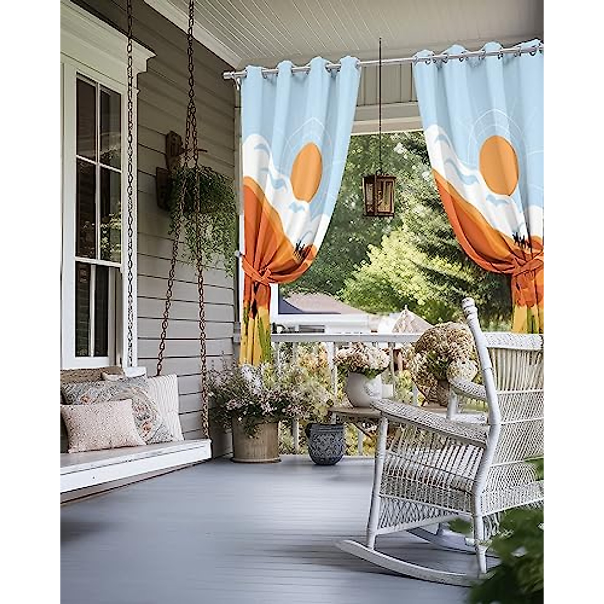 Outdoor Curtains for Patio 2 Panels Set Cartoon Cactus and Camel under the Clouds Blue Waterproof Privacy Outside Curtain Sun Blocking Grommet Drapes for Porch Gazebo Pergolas Balcony 52x108 Inch