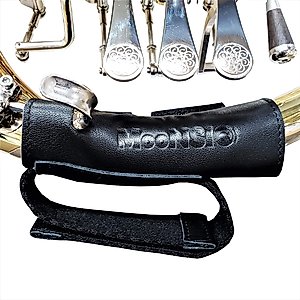 MooNSIC French Horn Hand Guard with Strap Genuine Leather (Black)