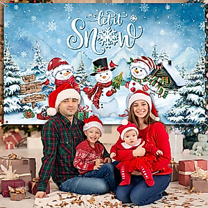 Christmas Backdrop for Photography Rustic Xmas Background Winter Snowman Gifts Polyester Wall Decorations Portrait Photobooth Party Banner Photo Studio Props for Holiday New Year Party Supplies