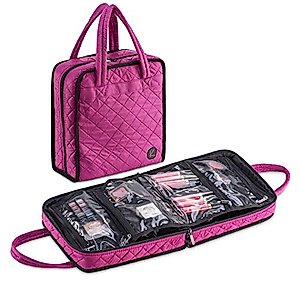 DeNOA Knitting and Sewing Compact Accessory Folder, Removable Velcro Inserts, Storage Carrying Case, Orchid