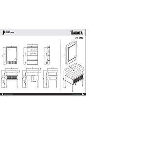 Fine Fixtures Dakota Collection - Bathroom Vanity 24" - Teak with Satin Brass Hardware