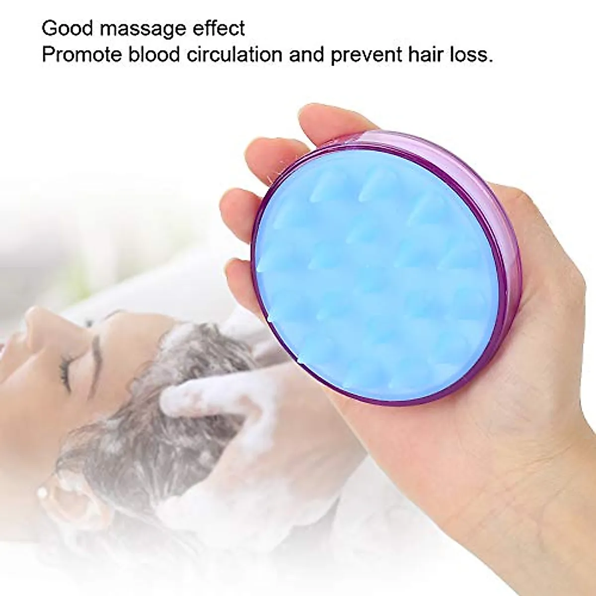 Shampoo Massager Brush, Round Silicone Scalp Massage Exfoliator Comb for Hair Cleaning Washing, Shampoo Brush Massager for All Hair Types of Women, Men (purple)