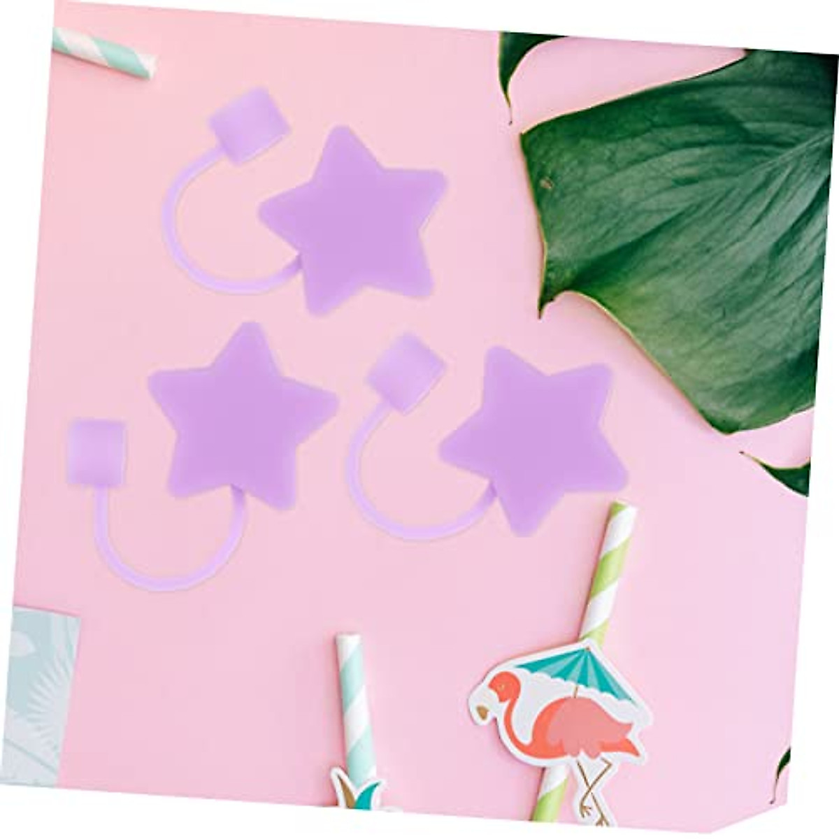 TENDYCOCO 3pcs Soft Rubber Straw Stopper Silicone Straw Tips Cover Straw Covers Cap Rubber Straws Tips Lovely Straws Tip Straw Tips Lid Purple Protective Cover -
