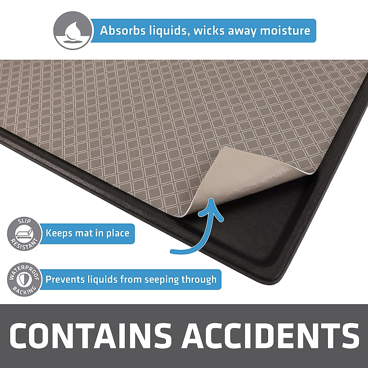 Drymate Dog Crate Mat Liner, Absorbs Urine, Waterproof, Non-Slip, Washable Puppy Pee Pad for Kennel Training - Use Under Pet Cage to Protect Floors, Thin Cut to Fit Design (USA Made) (Taupe)(29”x48”)