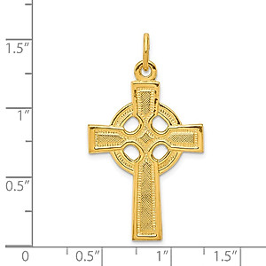 925 Sterling Silver and 24k Gold -plated Celtic Knot Irish Claddagh Cross Pendant Charm - 36mm x 20mm