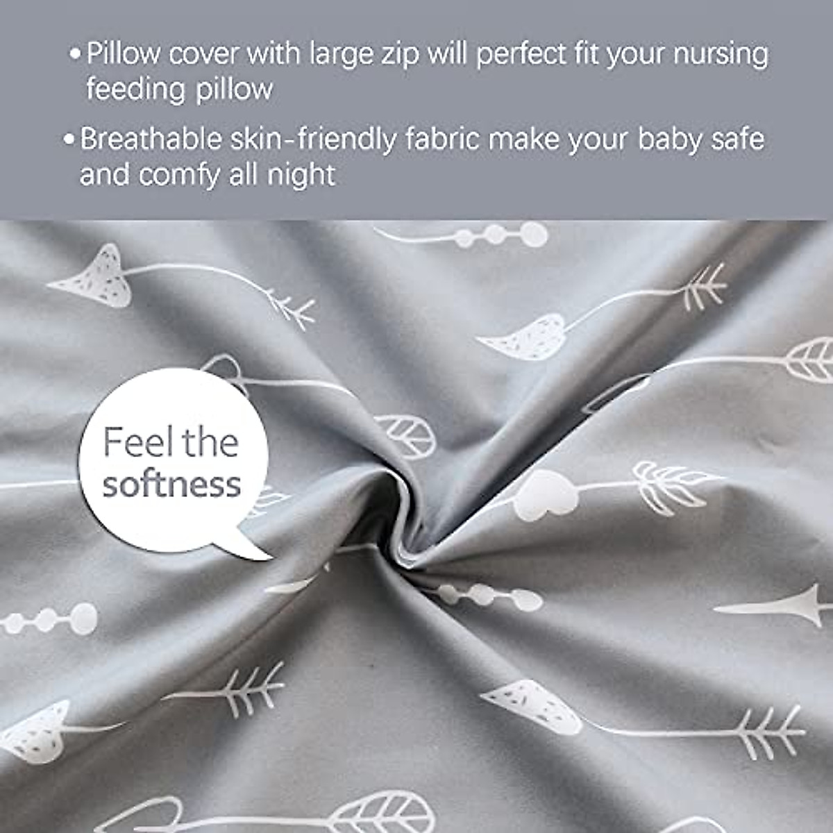 Nursing Pillow Cover 2 Pack for Breastfeeding Pillow, Ultra Soft and Cozy Nursing Pillow Slipcovers, Snug Fits Boppy Pillow, Great, Perfect Newborn Gift, Best Choice for Mom or Baby