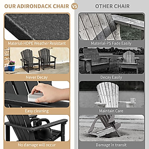 Adirondack Chairs Set of 6, HDPE Adirondack Chairs with Wide Arm, Composite Stackable Chair Set, Modern Adirondack Chair Weather Resistant, Outdoor Adirondack Chair for Fire Pit Patio