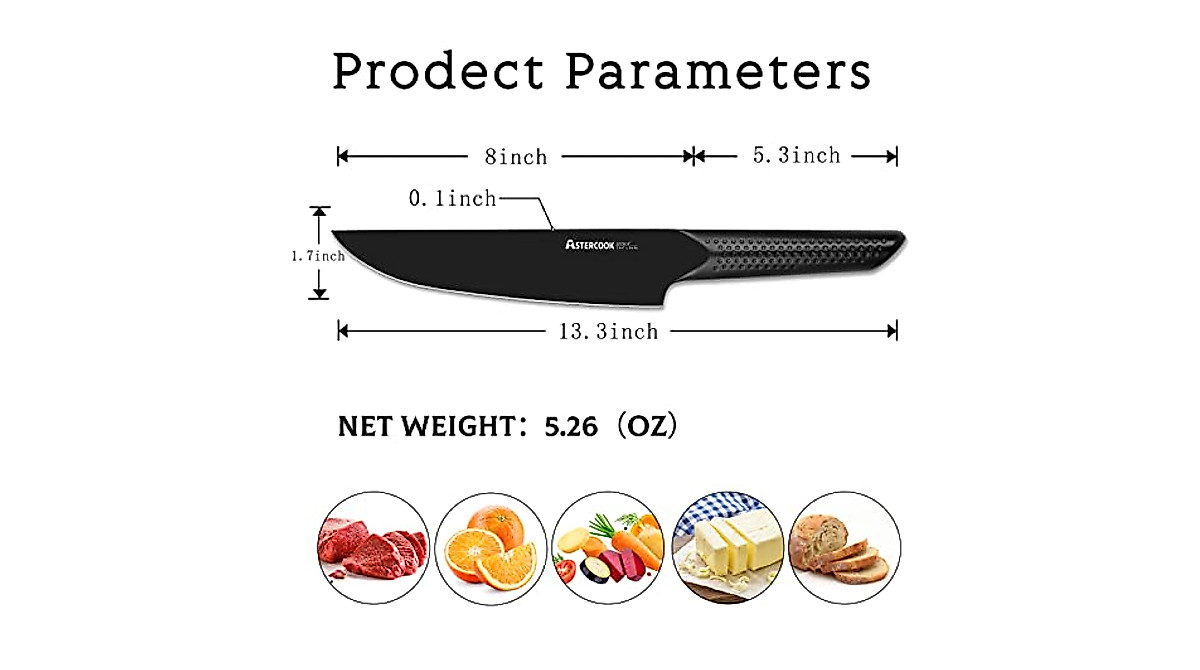 Astercook 8 Inch Chef Knife - High Carbon Steel Quality
