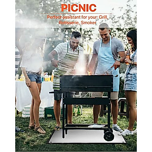 Elayce High-Temperature Resistant, Waterproof, and Portable BBQ Mat - 20"x25" with Adjustable Size and Four Corner Holes for Gas, Charcoal, and Electric Grills