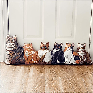 Lily's Home Door Draft Stopper and Air Seal Gap Blocker, Fits 36 Inch Wide Flush Doors, Ideal Solution for Cold or Hot Air Drafts, Cat Lovers Design (37" Wide, 2 Lbs. Weight)