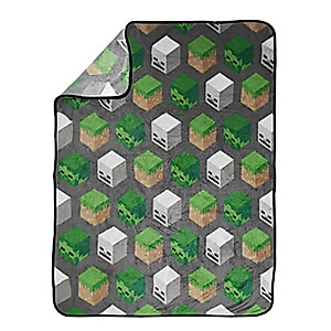 Minecraft Survive Throw Blanket - Measures 46 x 60 inches, Kids Bedding - Features Skeleton and Zombie - Fade Resistant Super Soft Fleece (Official Minecraft Product)