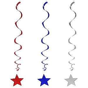 jiebor 30Pcs Red White and Blue Decorations Star Swirl Garland Banner Hanging for Memorial Day 4th Of July Independence Day Labor Day Home Party Decorations