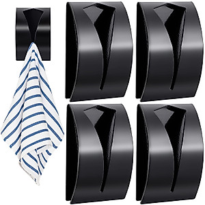 NANASO 4 Pcs Kitchen Towel Holder Grabber Self Adhesive, Stainless Steel Kitchen Dish Towel Hook,Wall Mount Non-Drilling Hand Towel Hanger Towel Holders for Bathroom Kitchen Cabinet