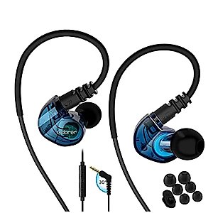 MOXKING Running Sport Earphones Over Ear Buds with Microphone Remote Noise Cancelling Earhook Headphones Sweatproof in Ear Earphones for Gym Jogging Workout Exercise