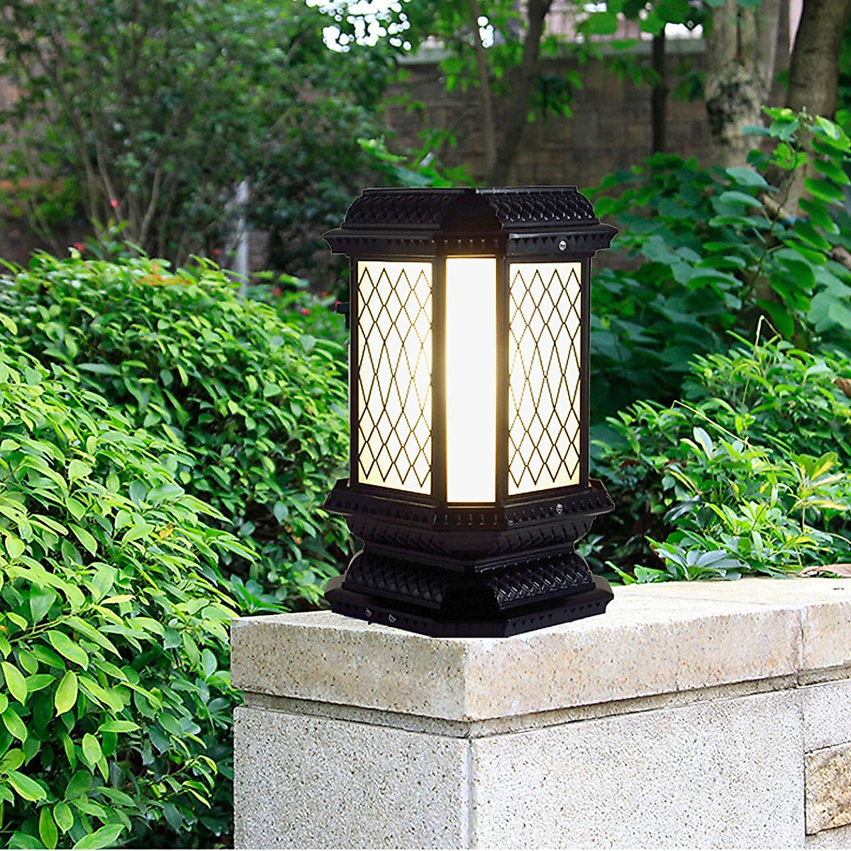 Post Lights LED Solar Stigma Headlight, Dual Purpose Waterproof Outdoor Pillar Lantern Modern Minimalist Garden Home Villa Column Lamp Decoration Patio Villa Balcony Gate Street Post Lighting