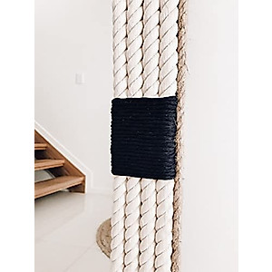 Oval Large | 30in x 18in | Oval Navy Nautical Hampton Coastal Rope Mirror Twisted Rope Home Decor Wall Hanging Mirror (White and BLACK30*18IN)