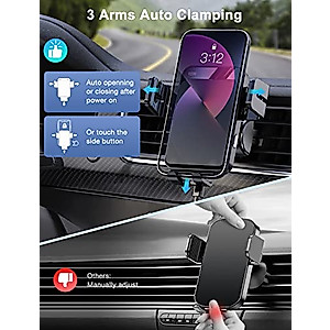 Wireless Car Charger, MOKPR Auto-Clamping Car Mount 15W/10W/7.5W Fast Charging Air Vent Car Phone Mount Compatible with iPhone 14/13/13 Pro/12 Pro Max/12 pro/12/11/10/8 Series, Samsung Galaxy Series