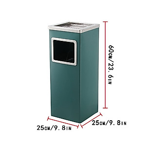 LWSX Bathroom Trash can Square Trash Can Vertical Garbage Can Stainless Steel European Style Garbage Bin 12L/3.1 Gallons with Ashtray Kitchen Trash can (Color : C)