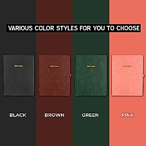 HARDCOVER Daily Leather Planner Weekly Monthly - 8.5x11 - Ensight Academic Planner Business Personal or Student - Pen Holder, Bookmark, Notes Pages, Thick Paper, July 2023 - June 2024 (Green)