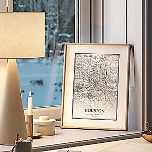 Dear Mapper Houston United States View Abstract Road Modern Map Art Minimalist Painting Black and White Canvas Line Art Print Poster Art Line Paintings Home Decor (Set of 3 Unframed) (12x16inch)