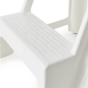 Gracious Living 18.75-Inch Tall, Sturdy Non Slip Plastic 2-Level Home Step Stool for Kitchen, Bathroom, Laundry, or Pantry, White