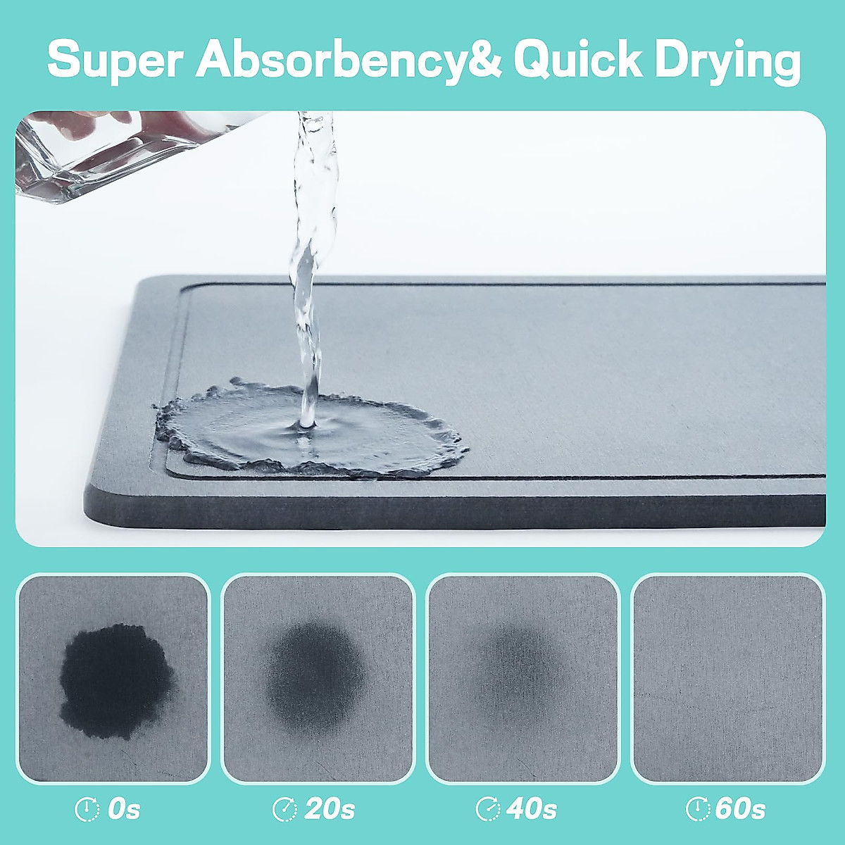 VABNEER Dish Drying Rack with Stone Drying Mat, Quick-Drying/Stainless/Super Sturdy/Space-Saving, Dish Strainers for Kitchen Counter, Escurridor de Trastes para Cocina (Black)