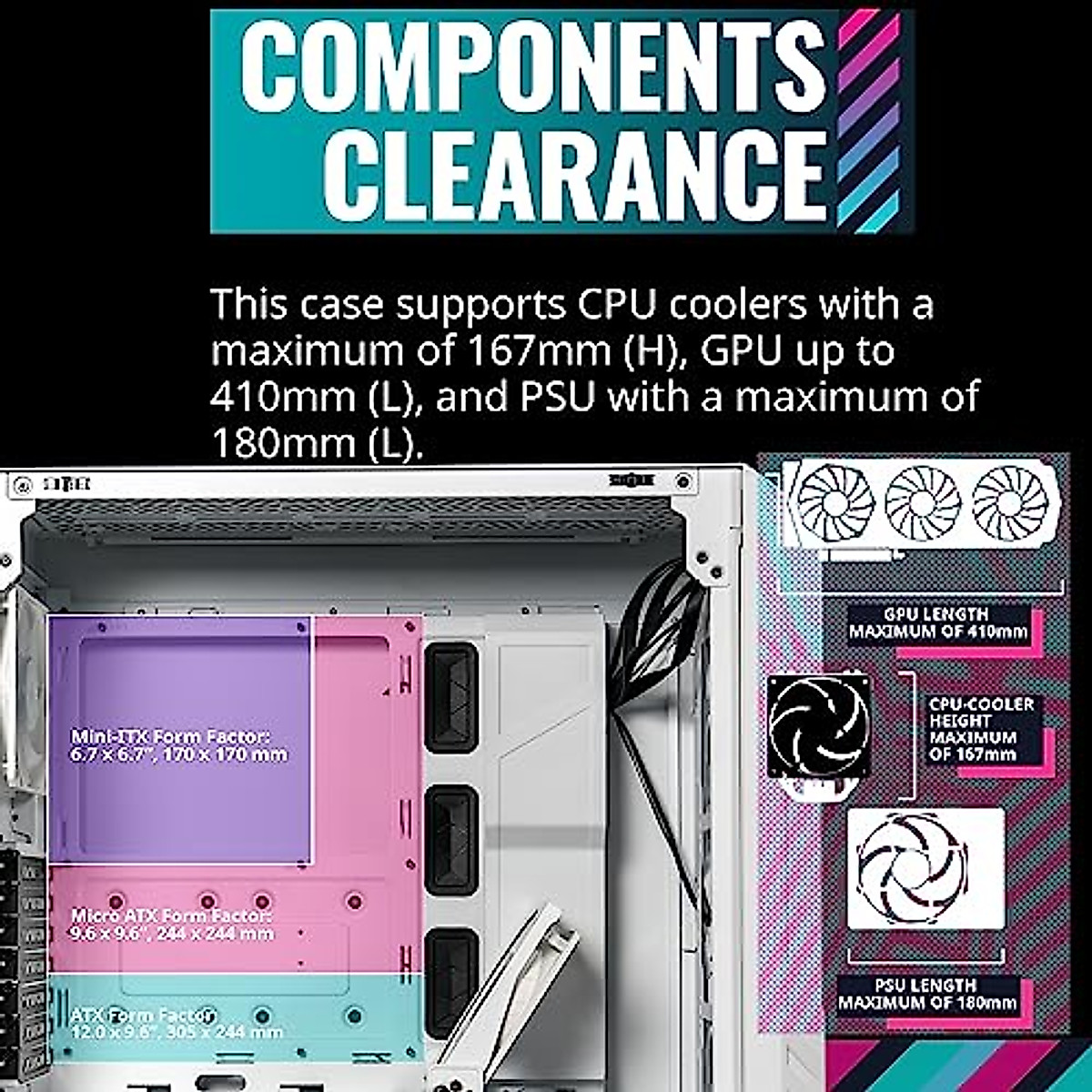 Cooler Master HAF 500 White High Airflow ATX Mid-Tower, Mesh Front ...