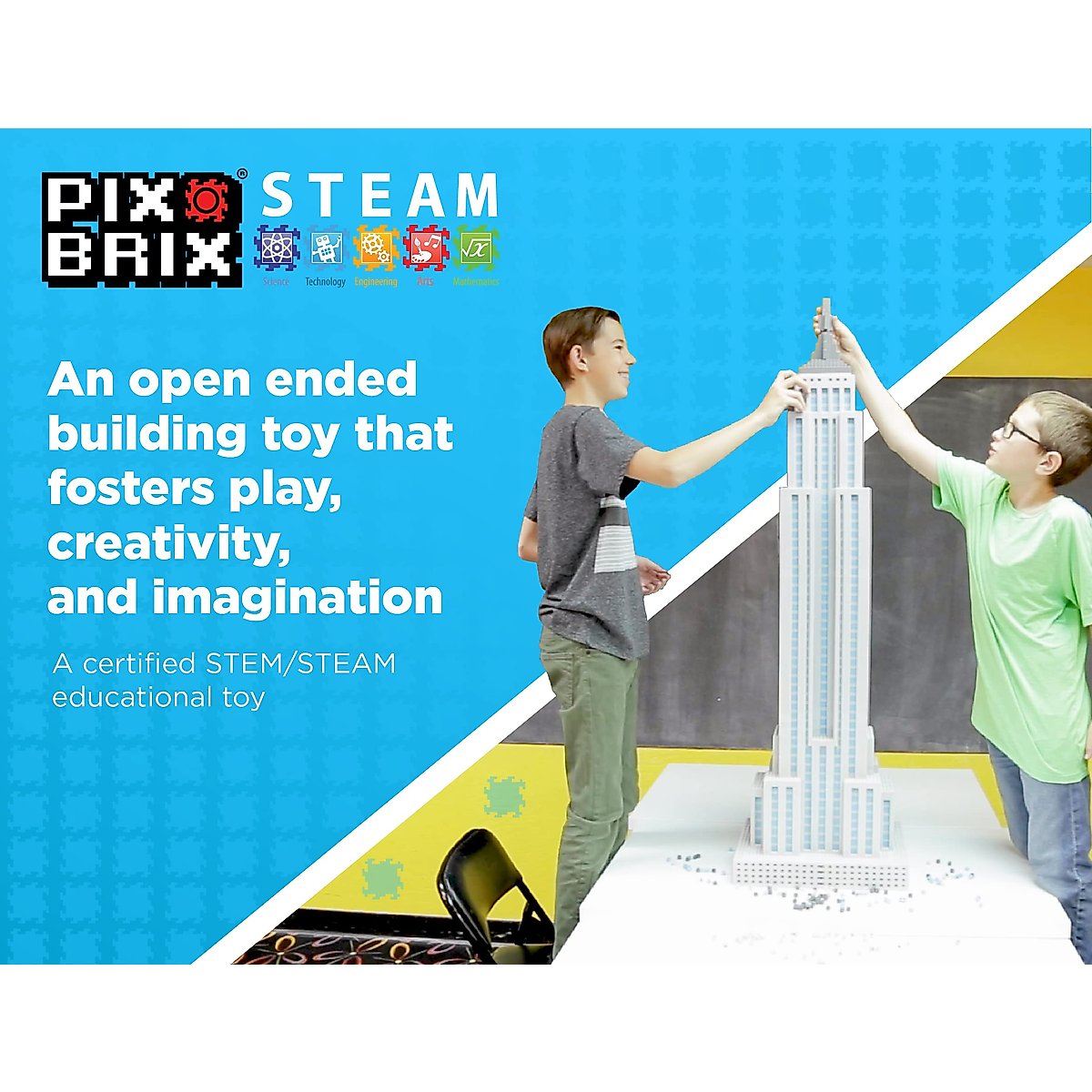 Pix Brix Pixel Art Puzzle Bricks – 6,000 Piece Pixel Art Container, 12 Color Light Palette – Interlocking Building Bricks, Create 2D and 3D Builds Without Water or Glue – Stem Toys, Ages 6 Plus