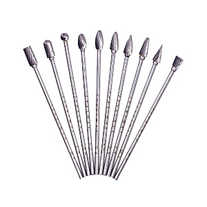 Jrealmer 10pcs 1/8" Shank Extend Long Head 4"(100mm) Tungsten Carbide Burr Rotary Burrs for Die Grinder