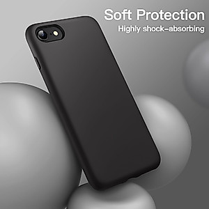 JETech Silicone Case for iPhone SE 3/2 (2022/2020 Edition), iPhone 8 and iPhone 7, 4.7-Inch, Silky-Soft Touch Full-Body Protective Case, Shockproof Cover with Microfiber Lining (Black)