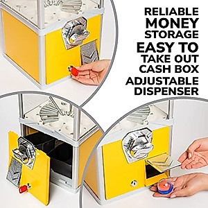 Vending Machine - Big Capsule Vending Machine with Stand - Prize Machine - Commercial Vending Machine for 2 Inch Round Capsules Gumballs Bouncy Balls - Yellow