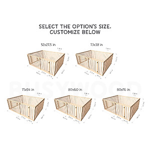 BUSYWOOD Montessori Floor Bed Frame with Rails - Toddler Bed Frame - Montessori Floor Toddler Bed - Floor Bed Frame for Kids - Kids Wooden Bedframe - Montessori Bedroom Furniture (Model 20)