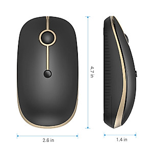 TechGarden Wireless Bluetooth Mouse, Dual Mode (Bluetooth 4.0 + USB) Silent Bluetooth Wireless Mouse with USB Nano Receiver, 3 DPI Levels for MacBook, Laptop, PC, Tablet - Black & Gold