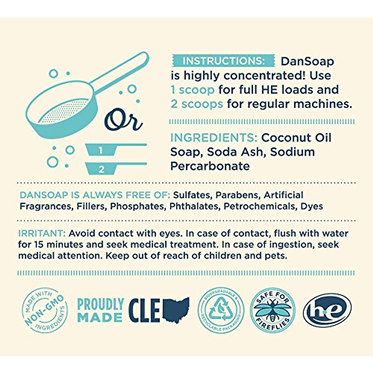 DanSoap Powdered Laundry Soap | Natural, Plastic Free | Unscented (70 Washes)