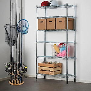 PLUSINNO V12 Fishing Rod Holders for Garage, Vertical Fishing Pole Holders Wooden Round Floor Stand, Fishing Rod Rack Holds up to 12 Rods or Fishing Nets Storage Organizer Racks, Fishing Gifts for Men