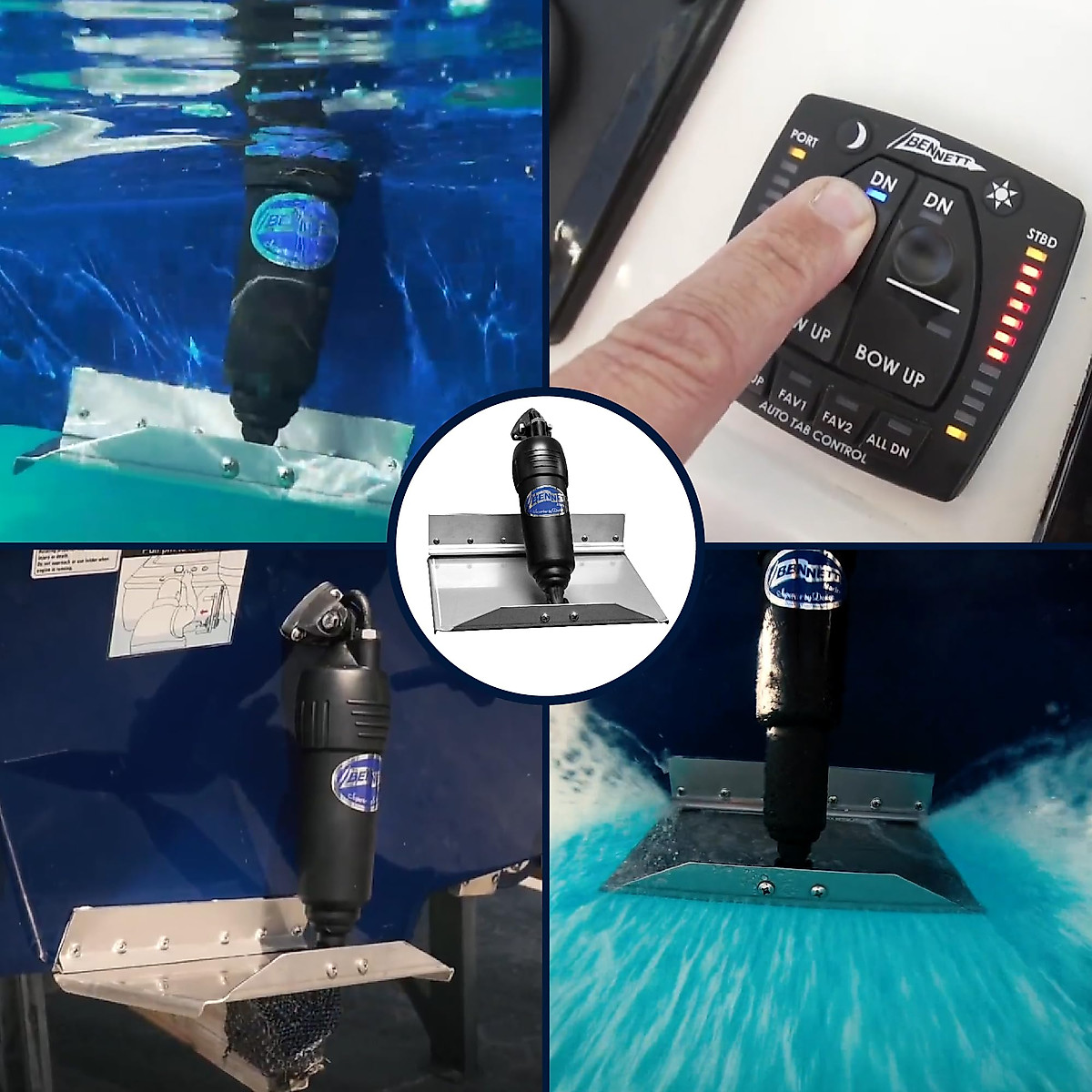 Bennett Bolt Electric Trim Tab System 12" x 9", Includes Integrated Helm Control, Actuators, Wires Harnesses and Mounting Hardware, Complete Kit BOLT129, 12V DC - FO4322