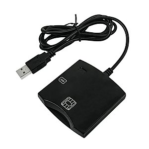 Smart Chip Card Reader for EMV SIM eID Writer Programmer DOD Military USB ISO7816 Contact Common Access CAC Smart Card Reader + SDK Kit, Compatible with Mac OS, Win, Linux (Black)